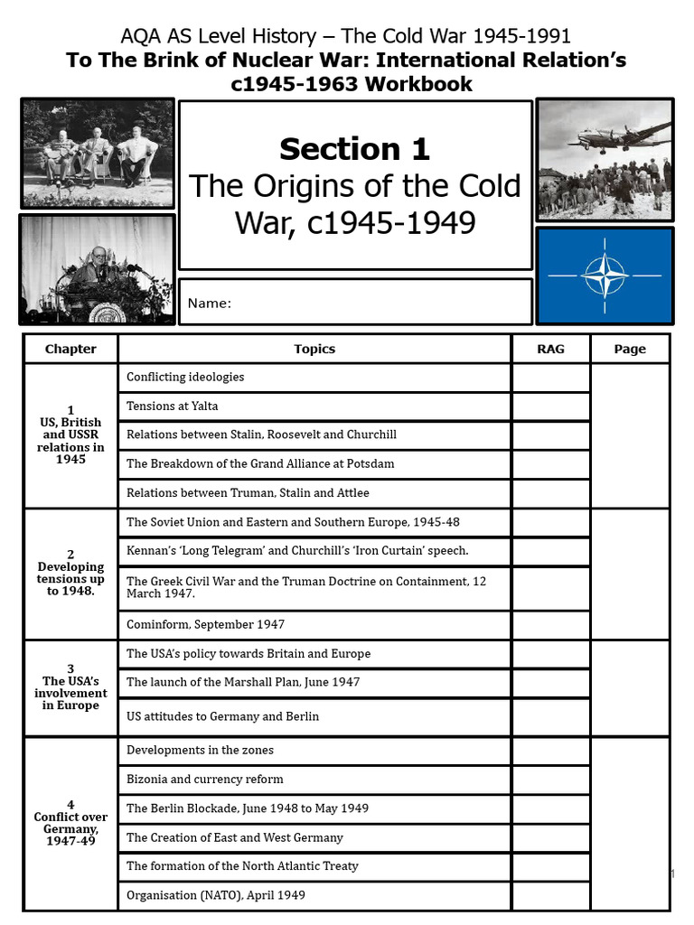Part 1 The Origins of The Cold War 1945 1949 Workbook | Download Free ...