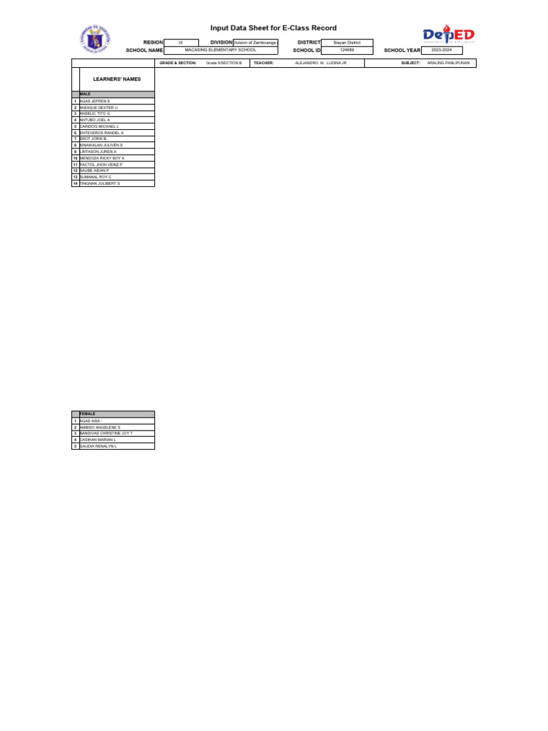 2023-2024 - Grade - 6 - SECTION B - Araling Panlipunan - Quarter 4 ...
