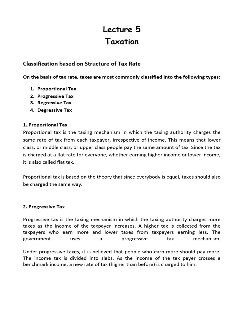 Lecture 5 Taxation | PDF | Taxes | Progressive Tax