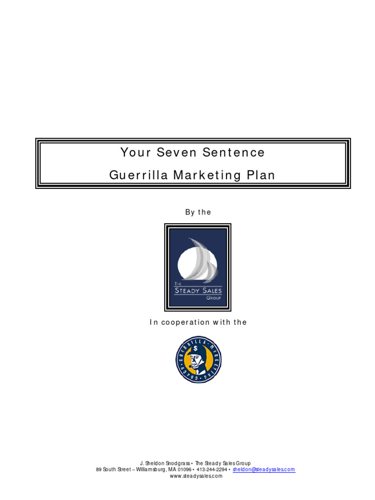 7 Sentence Marketing Plan Workbook | PDF | Marketing | Strategic Management