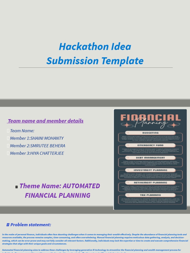 Hackathon - Technology - Idea Submission Template | PDF | Usability | Computer Security
