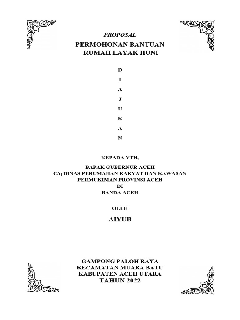 Proposal Rumah Layak Huni | PDF