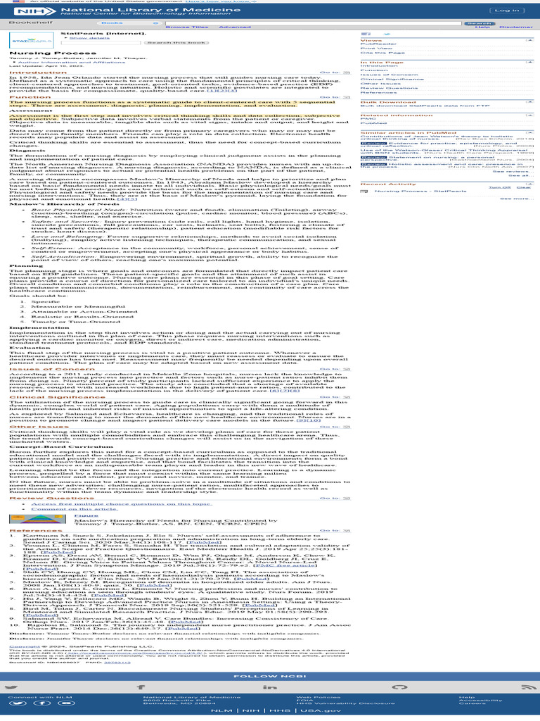 Nursing Process Statpearls Ncbi Bookshelf Download Free Pdf