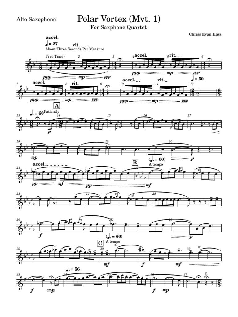 Polar Vortex (Mvt. 1) - Alto - Saxophone | PDF | Jazz | European ...