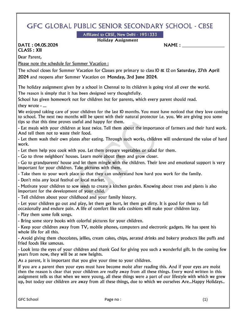 XII STD Maths Holiday Assignment | PDF | Matrix (Mathematics) | Determinant