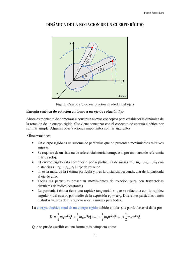 Dinámica de La Rotación 1 | PDF | Vector Euclidiano | Rotación
