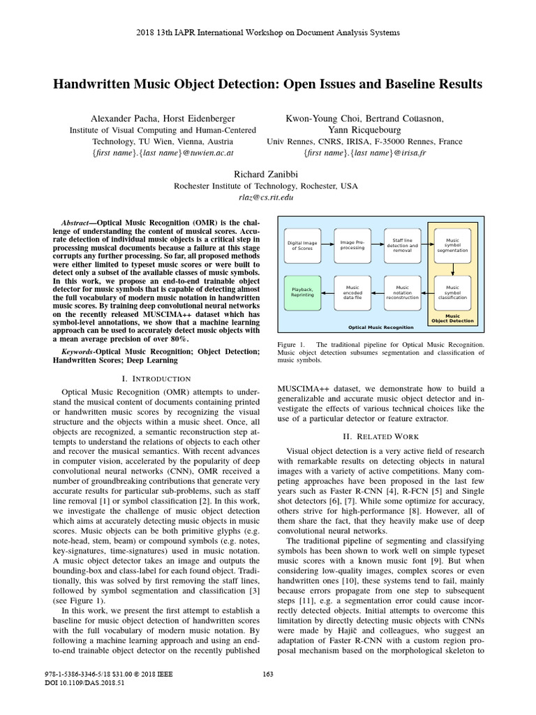 Handwritten Music Object Detection Open Issues And Baseline Results Pdf Artificial