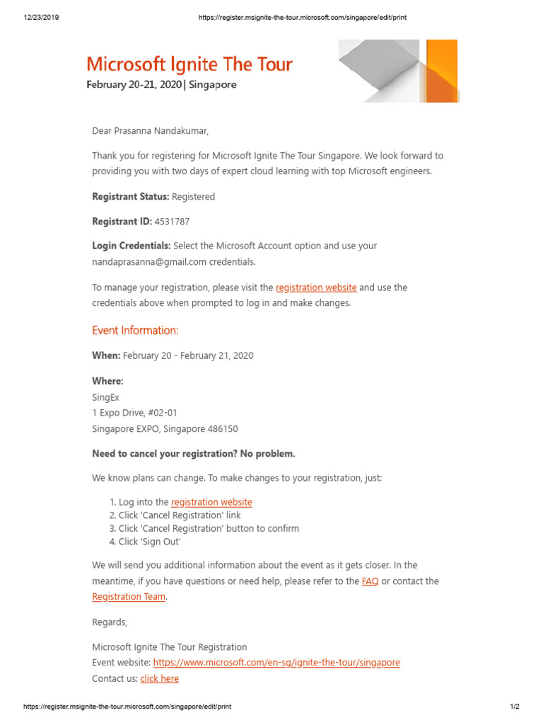 Microsoft Ignite The Tour Singapore | PDF | Login | Software