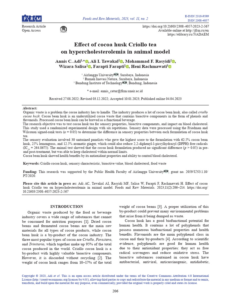 Paper CHC tea | PDF | Cocoa Bean | Polyphenol