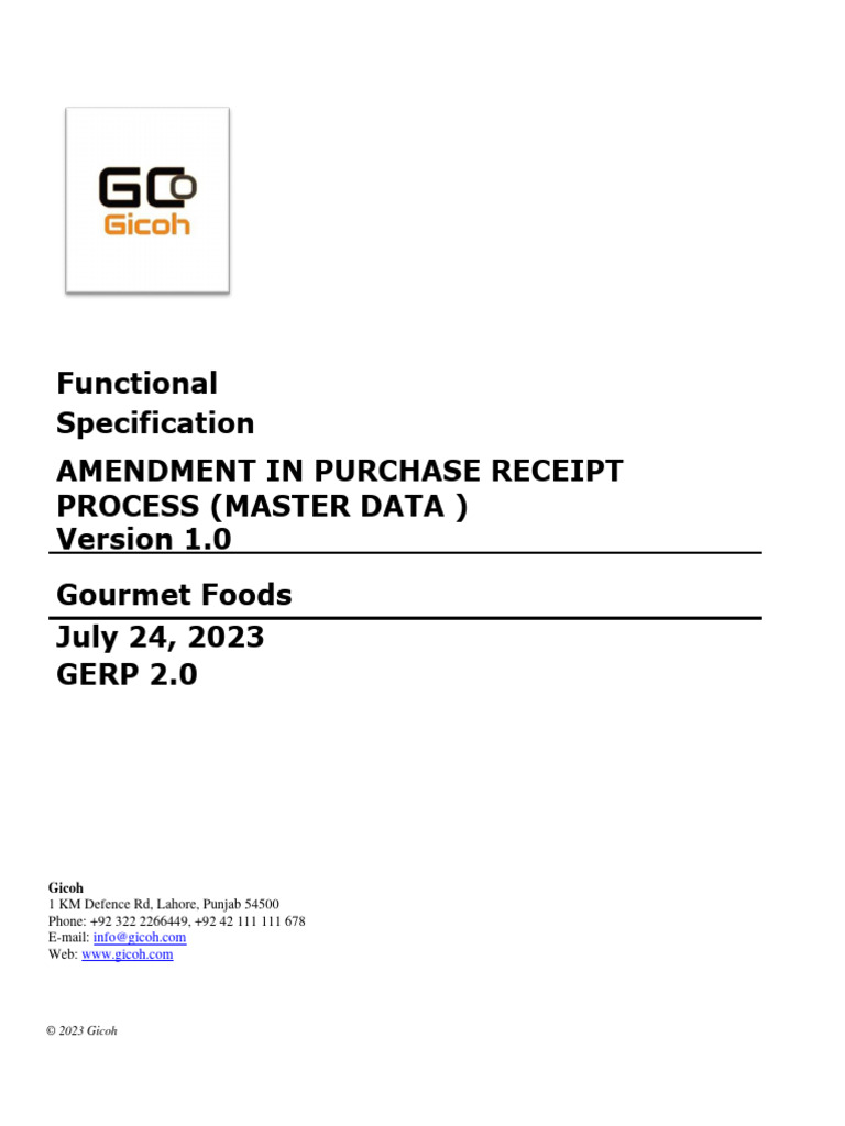 Amendement in Purchase Receipt v1.0 | PDF | Specification (Technical Standard) | Computing
