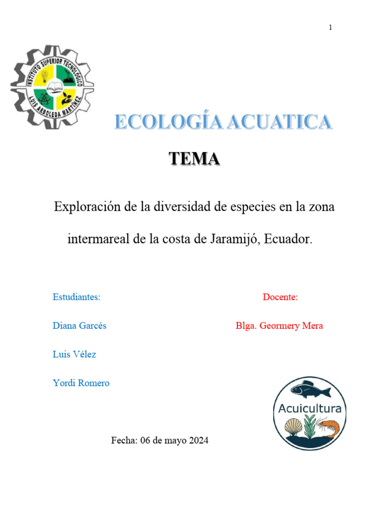 Informe de Ecologia Acuatica Ter. | PDF | Biodiversidad | Habitat