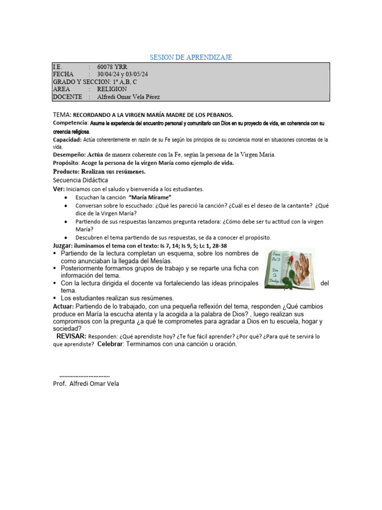 Sesion 1ero 2904 | PDF | María, madre de Jesús | Ciencia cognitiva