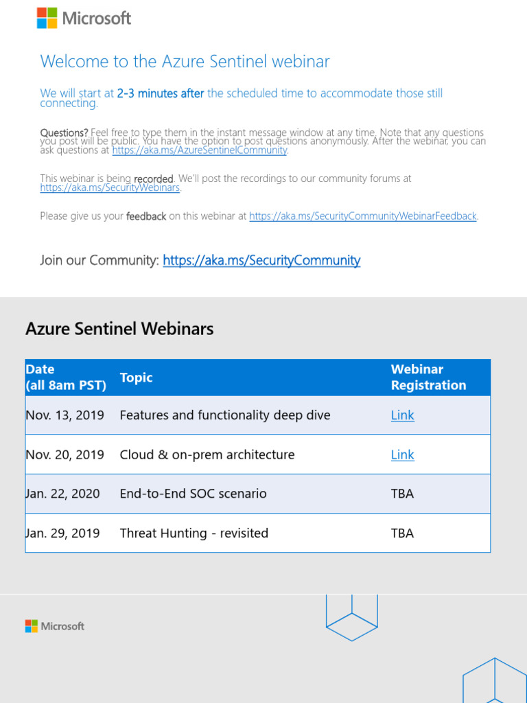 Azure Sentinel Webinar Guide | PDF | Microsoft Azure | Cloud Computing