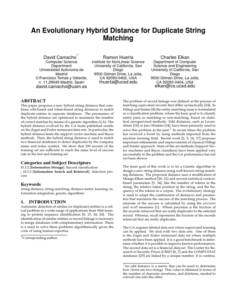 Hybrid-Distance Monge Elkan | PDF | String (Computer Science) | Applied ...
