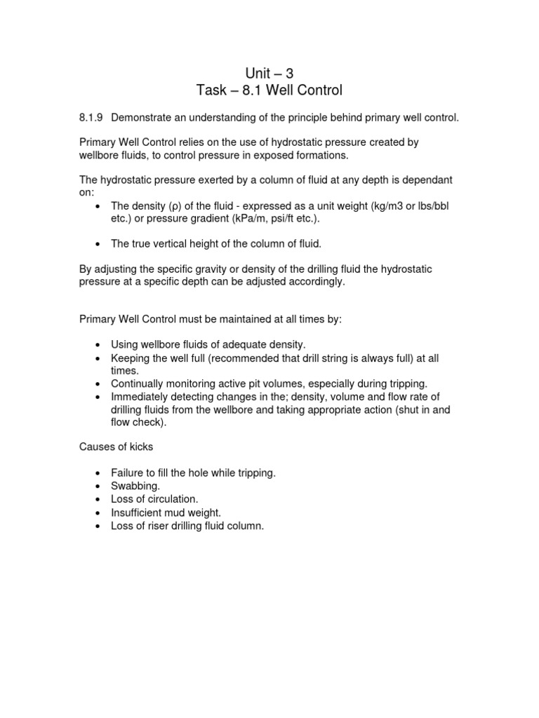 3.8.1.9 Primary well control | PDF