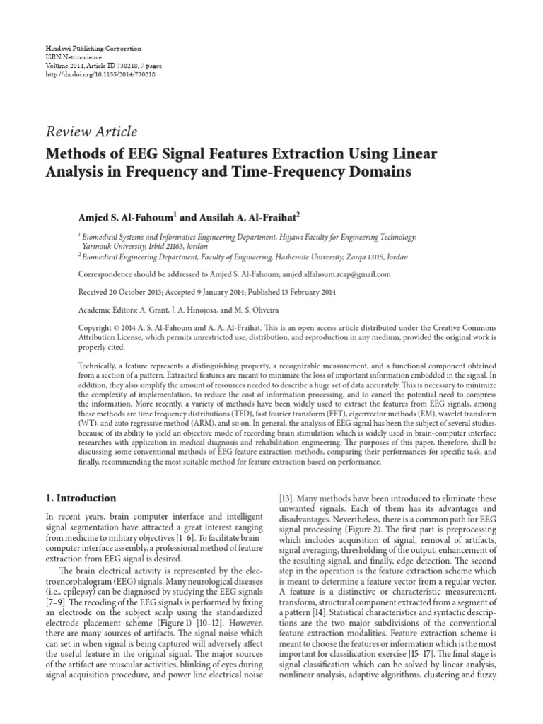 Eeg Feature Extraction Methods Download Free Pdf Wavelet Spectral Density