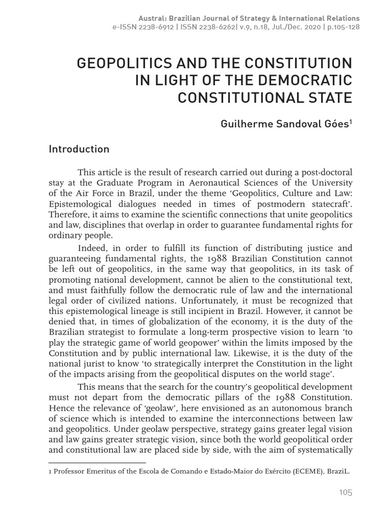 2022 Geopolitics and The Constitution in Light of The Democratic ...