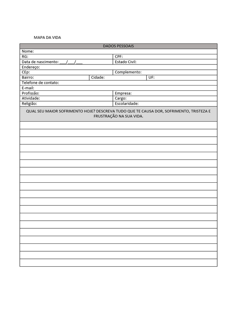 Mapa Da Vida | PDF | Relação sexual | Família