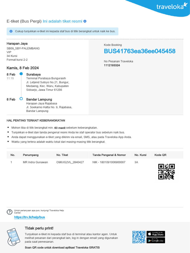 Contoh e ticket | PDF