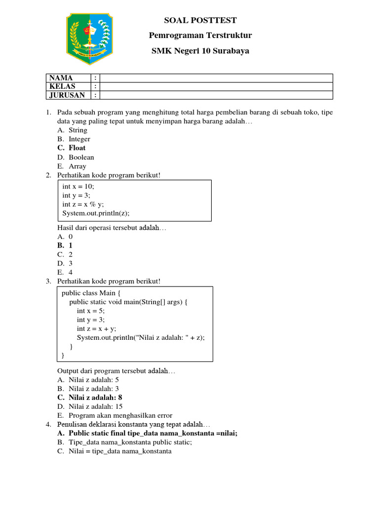 Kunci Jawaban Soal Pilgan | PDF