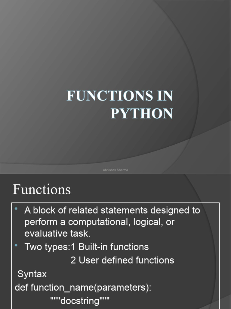 Functions in Python | PDF | Parameter (Computer Programming ... Functions in Python | PDF | Parameter (Computer Programming ...