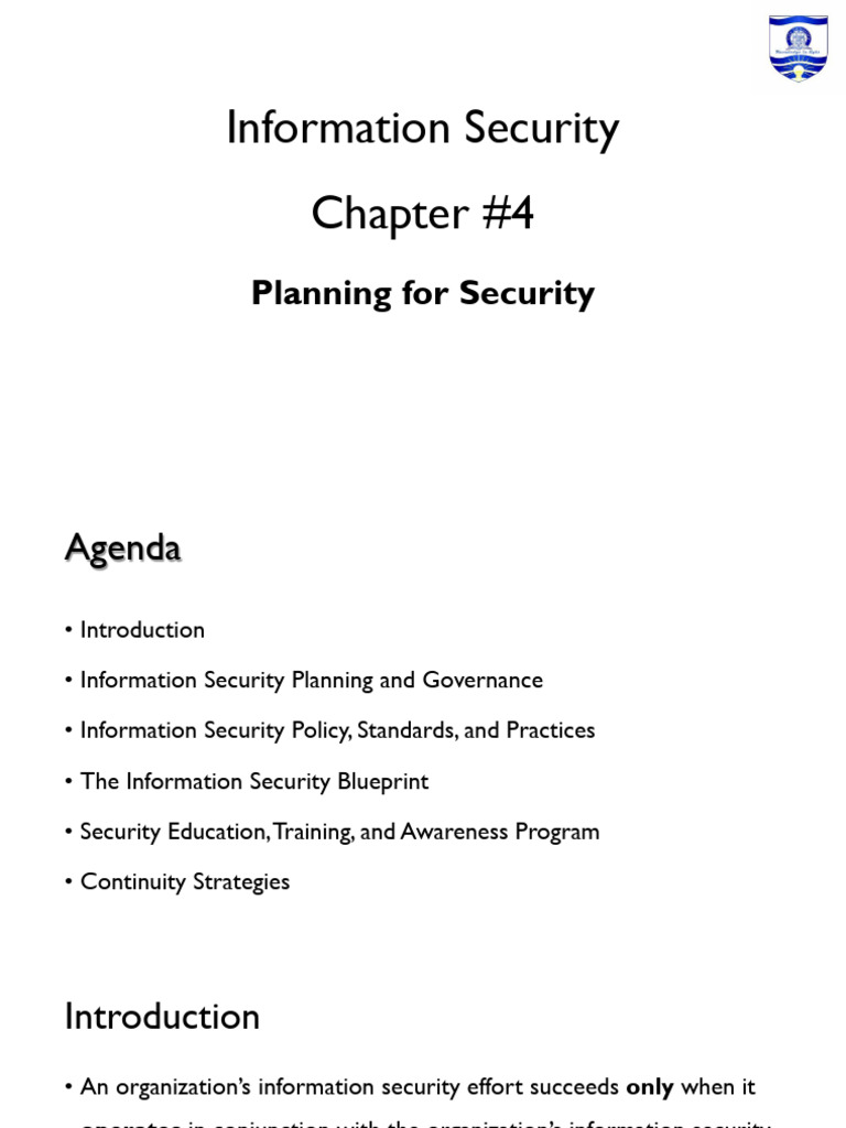 Information Security Chapter 4 | PDF | Information Security | Strategic Planning