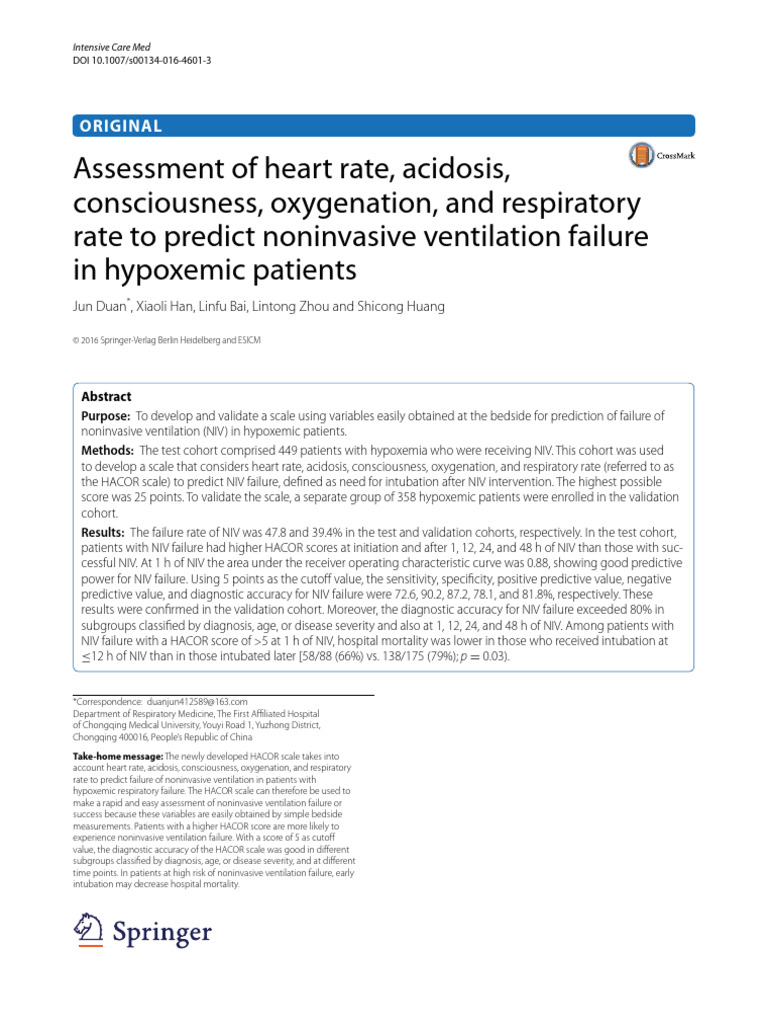 Duan 2016 HACOR Index VNI | PDF | Sensitivity And Specificity ...