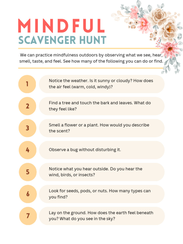 Mindful Outdoor Scavenger Hunt Guide | PDF | Home & Garden | Science ...