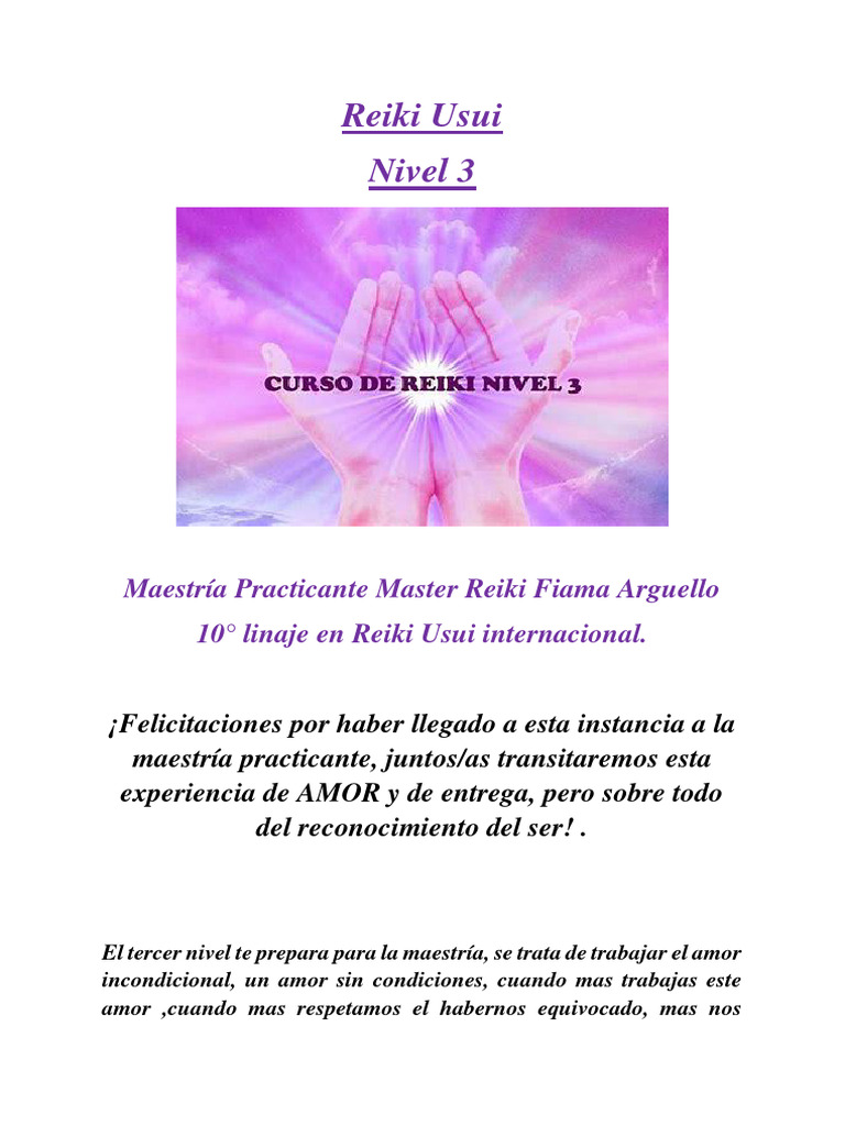 Maestría en Reiki Usui Nivel 3 | PDF | Reiki | Amor