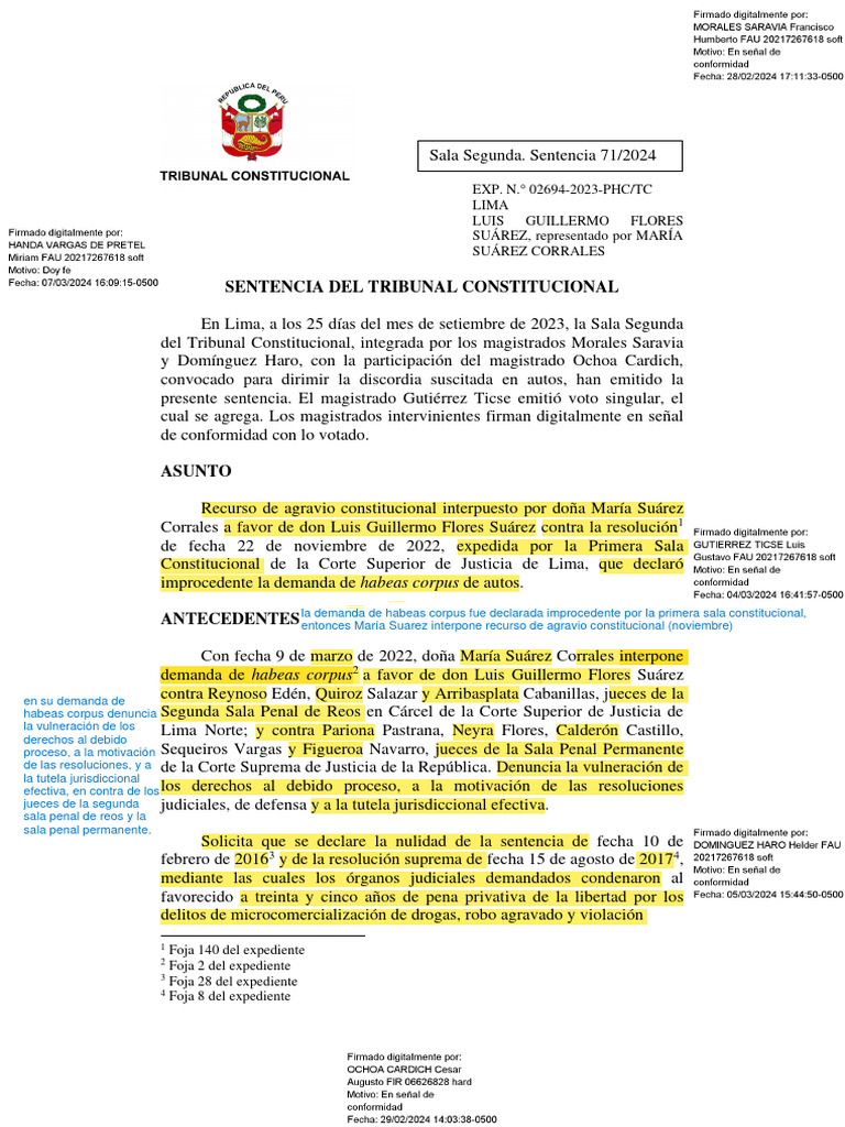 STC Exp. #02694-2023-HC | PDF | Habeas corpus | Debido al proceso