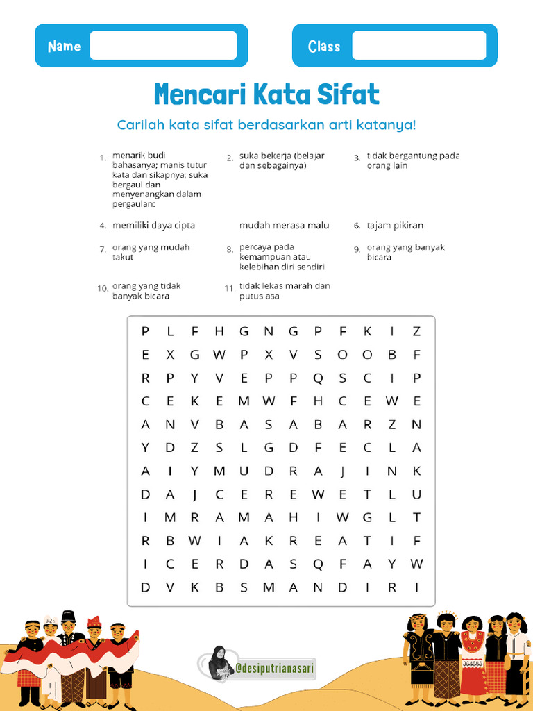 LKPD Mencari Kata Sifat (Wordwall) | PDF