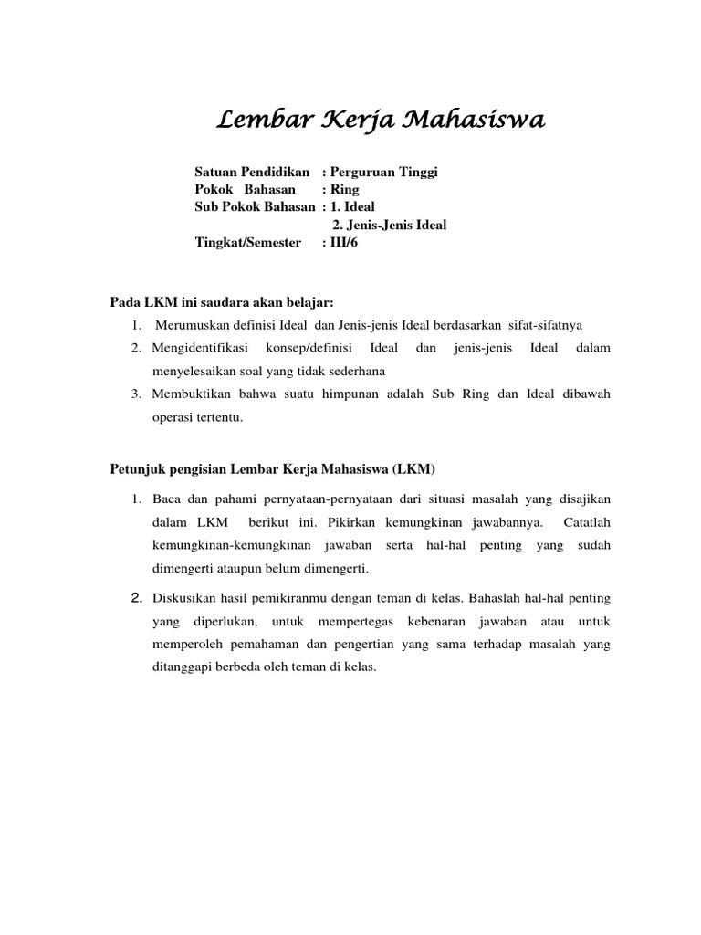 Ideal dan Sub Ring dalam Matematika | PDF | Komputer