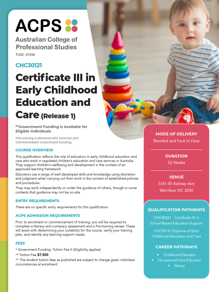 CHC30121 - Certificate III in Early Childhood Education and Care-2024 3 ...