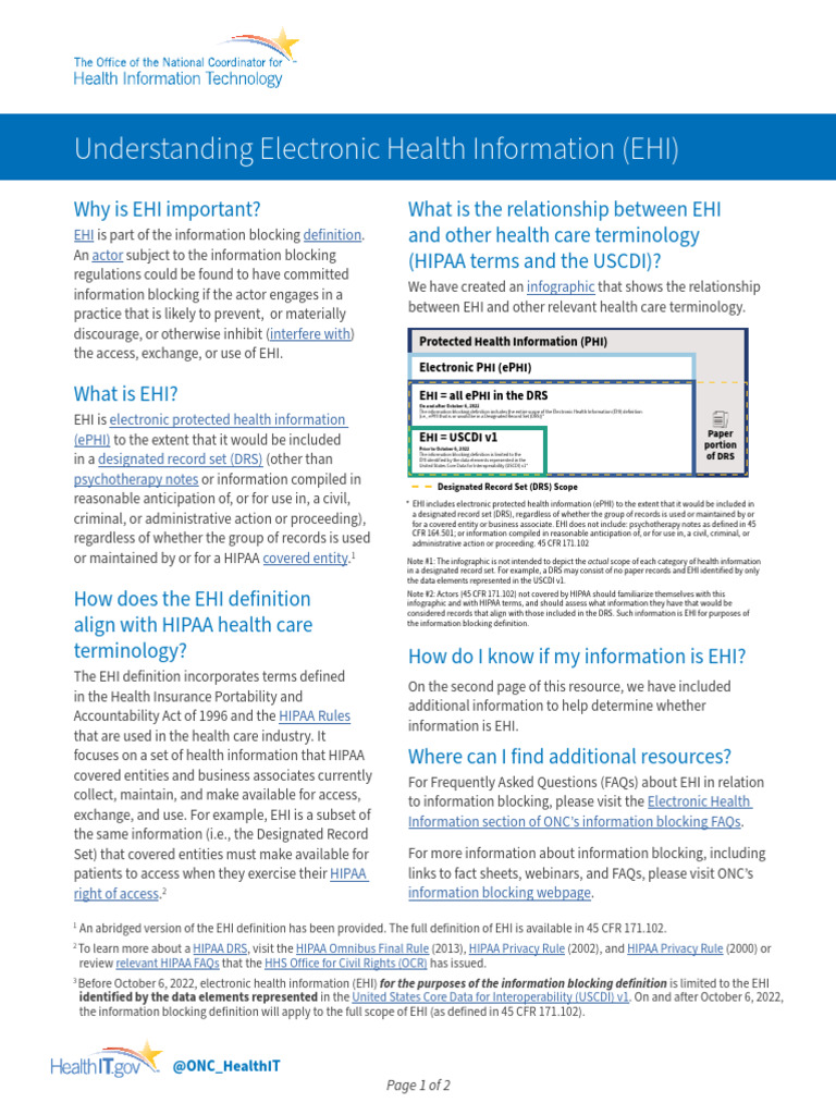 Understanding EHI | PDF | Health Insurance Portability And ...