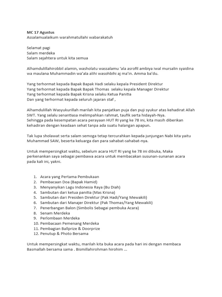 MC 17 Agustus | PDF