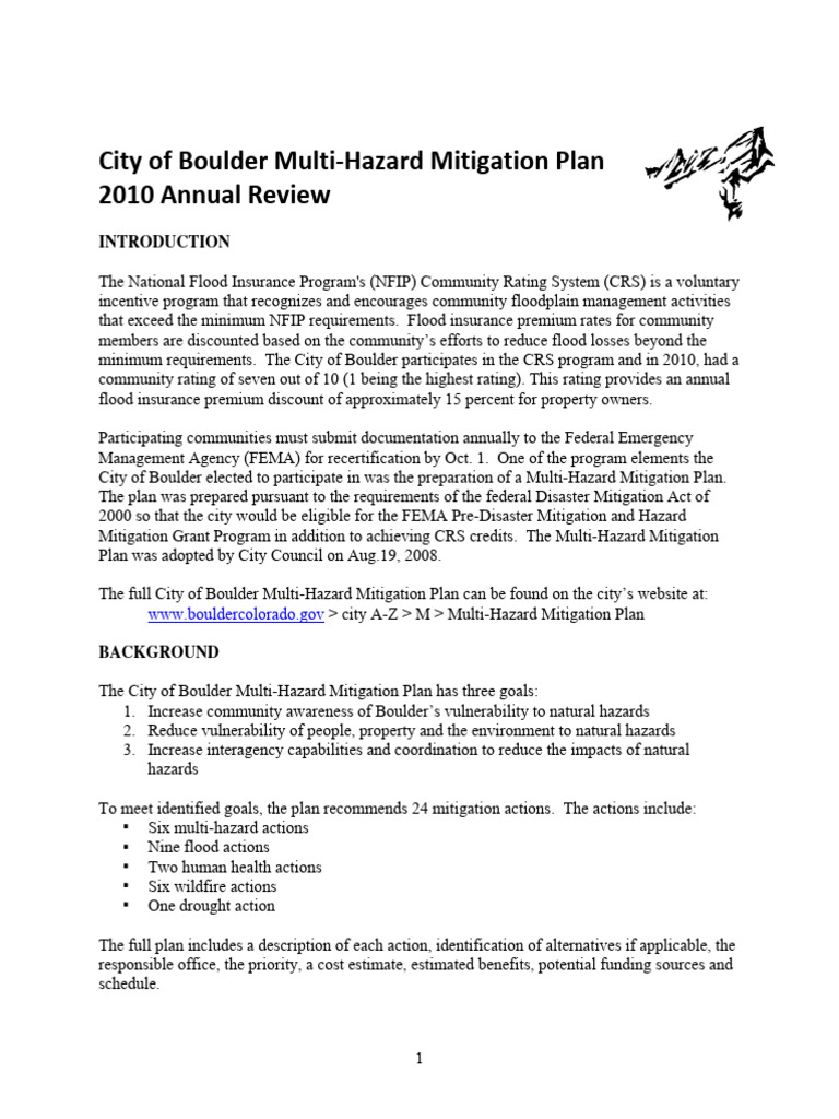 Boulder Multi-Hazard Mitigation Review 2010 | PDF | Flood | Emergency ...