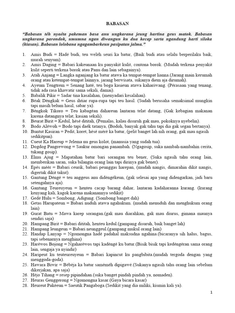 Babasan Paribasa | PDF