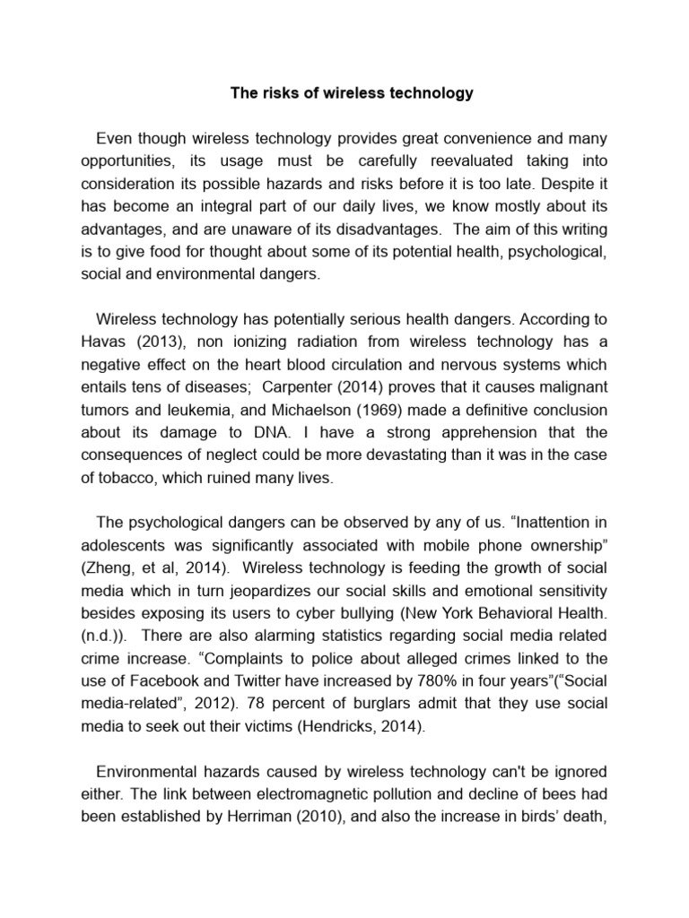The Risks of A Wireless Technology | PDF | Risk | Cyberbullying