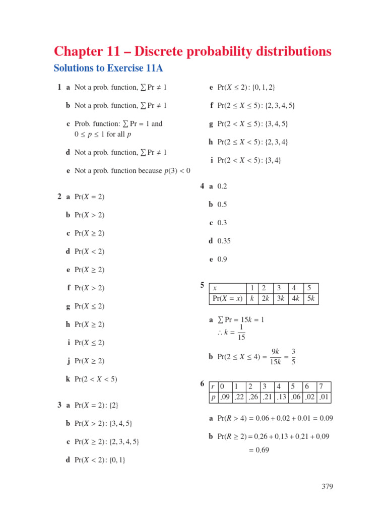 Cambridge Methods 1/2 - Chapter 11 Discrete Probability Distributions ...