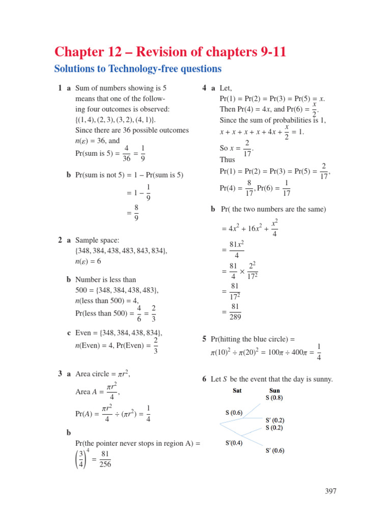 Cambridge Methods 1/2 - Chapter 12 Revision of Chapters 9-11 | Download Free PDF | Statistical ...