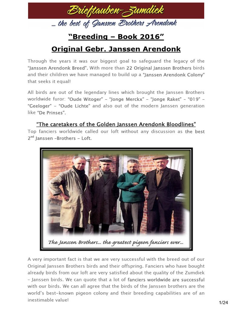 The Caretakers of The Golden Janssen Arendonk Bloodlines | PDF