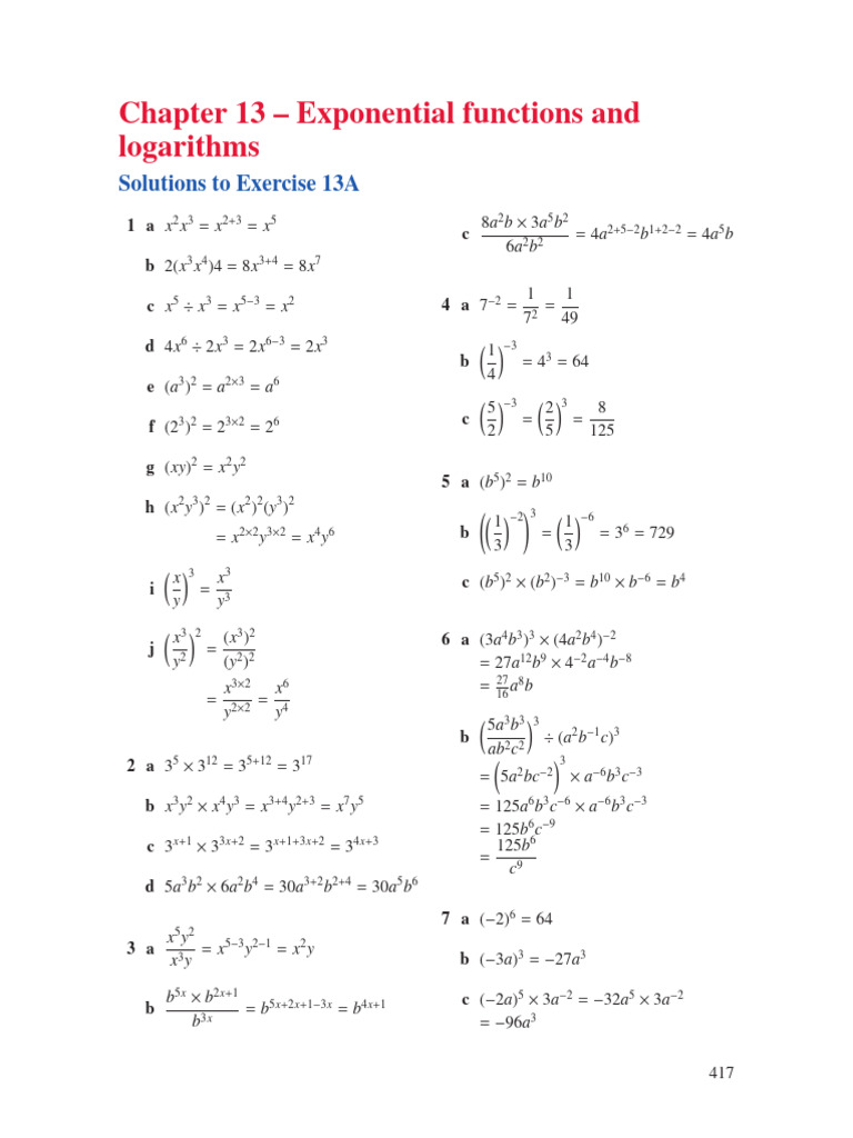 Cambridge Methods 1/2 - Chapter 13 Exponentials and Logs | PDF | Special Functions | Discrete ...