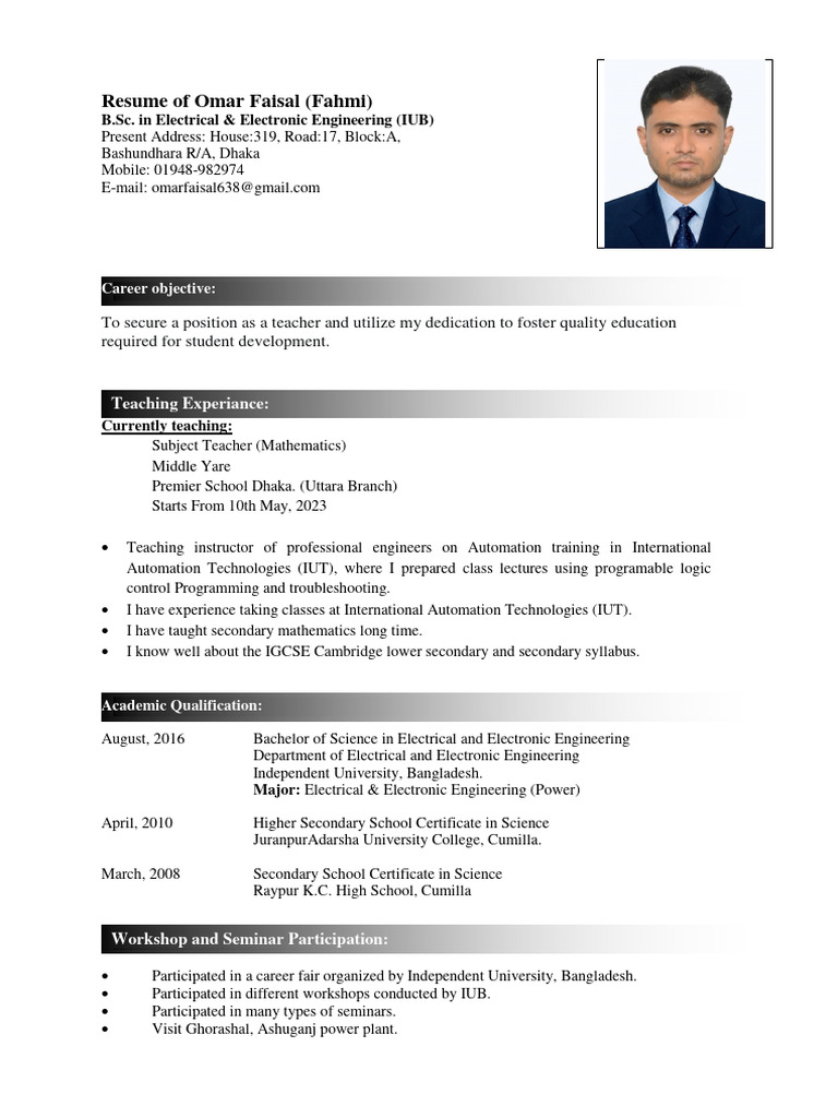 Resume of Omar Faisal Fahmi | PDF | Microsoft Office | Engineering