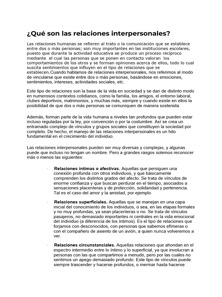 Clase Relaciones Interpersonales | PDF | Relaciones interpersonales ...