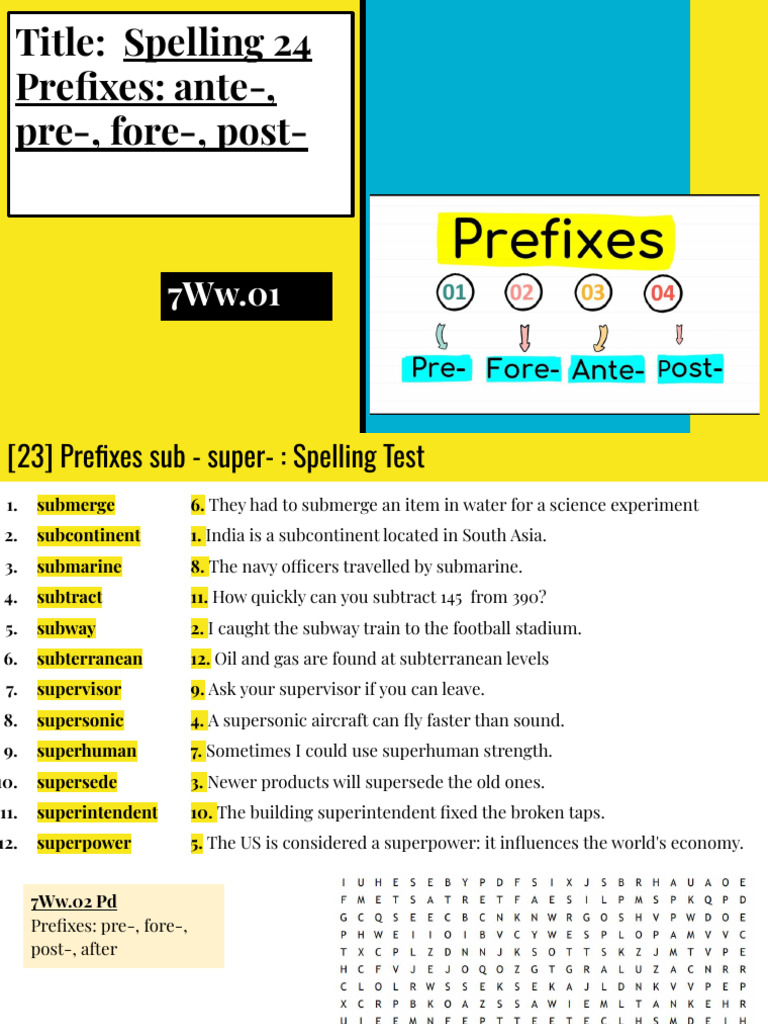 Prefixes - Pre-,fore-,post-, After | PDF | Language Arts & Discipline