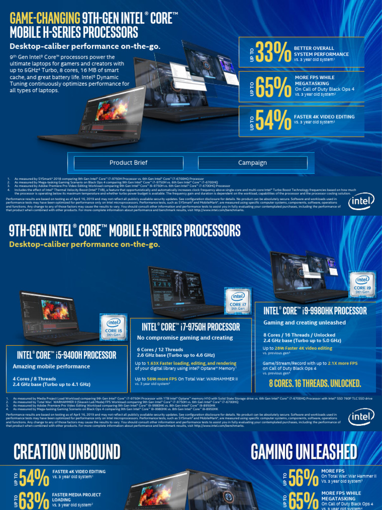 9th-gen-core-mobile-processors-sales-brief | PDF | Multi Core Processor | Intel