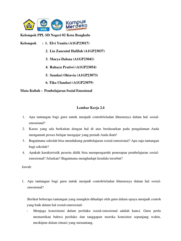 Topik 2 PSE - Ruang Kolaborasi - LK 2.4 - Kelompok 1 | PDF | Karier & Perkembangan | Kesehatan ...