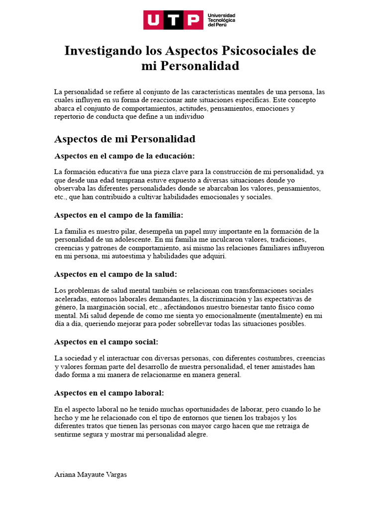 Ensayo personalidad-ANMV | PDF | Comportamiento | Mente