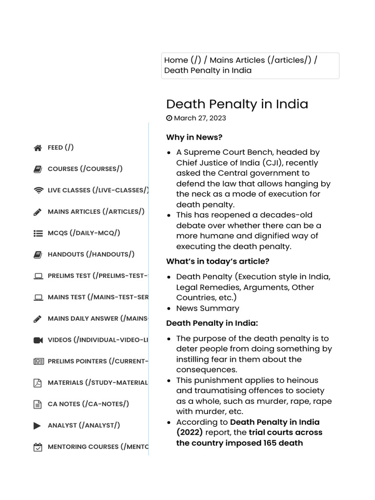 Death Penalty in India | PDF | Capital Punishment | Punishments