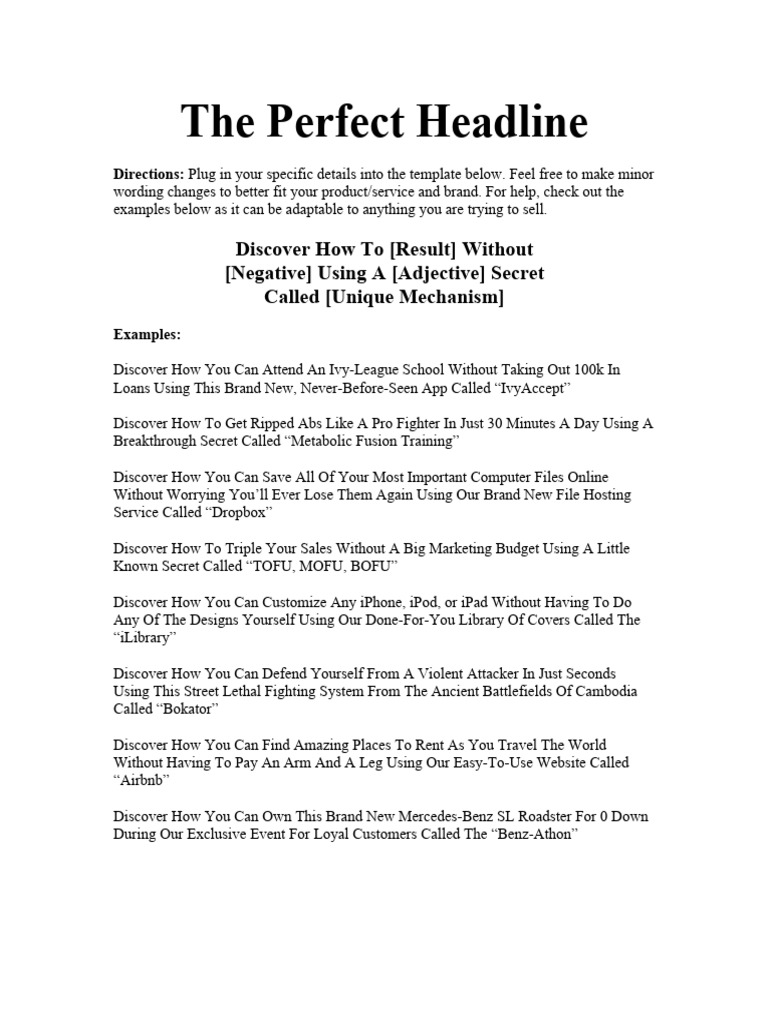 Crafting Effective Sales Headlines | PDF